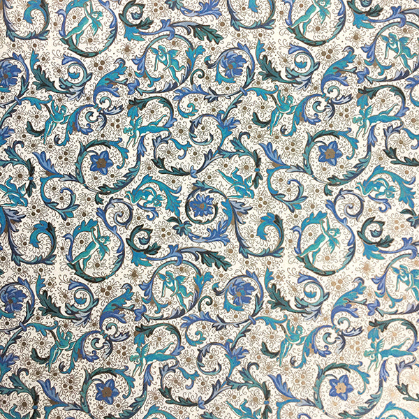 Blue Florentine with Gold Accents Flat Wrap – Beyond the Fold